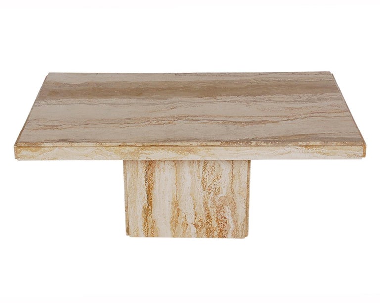 Small Scale Mid-Century Modern Travertine Marble Rectangular Cocktail ...