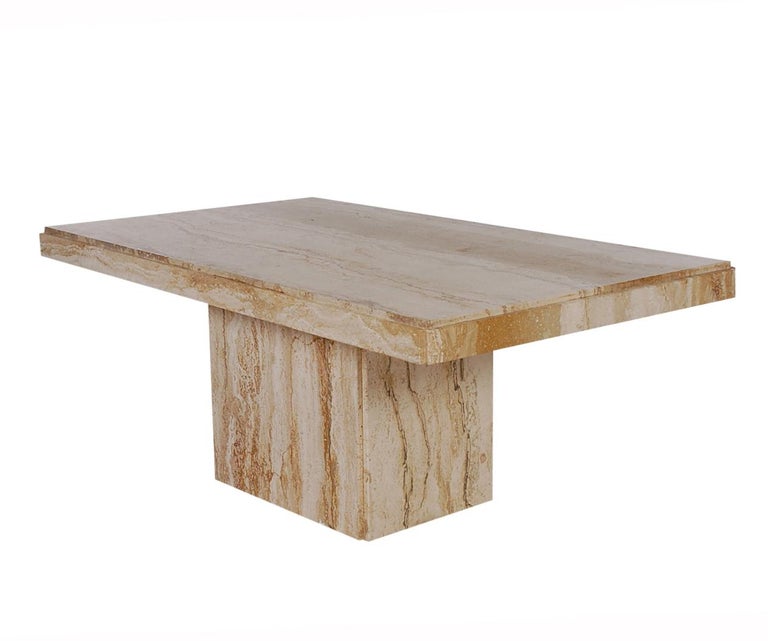 Small Scale Mid-Century Modern Travertine Marble Rectangular Cocktail ...