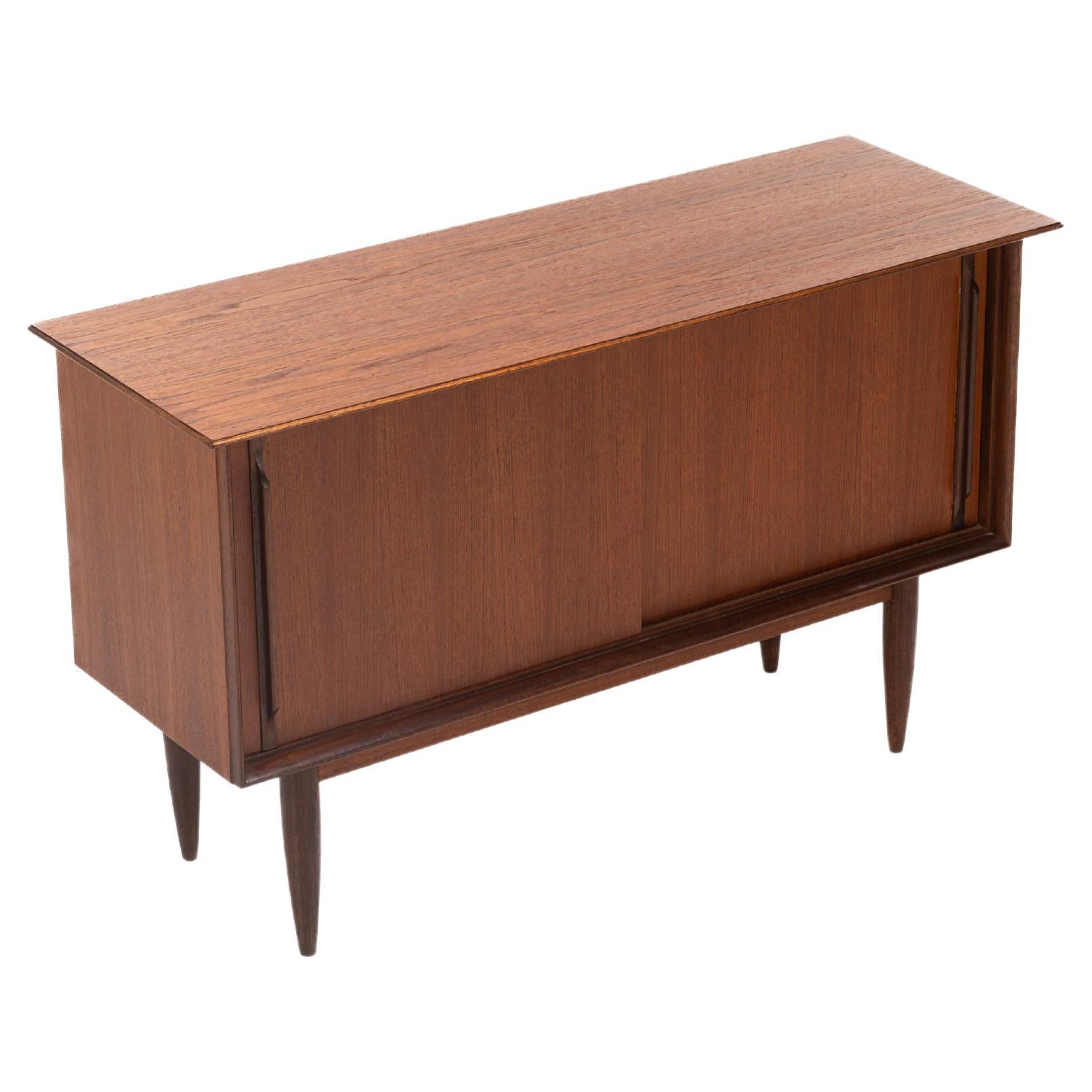 Scandinavian Modern Tall Teak Sideboard Credenza Cabinet at 1stDibs