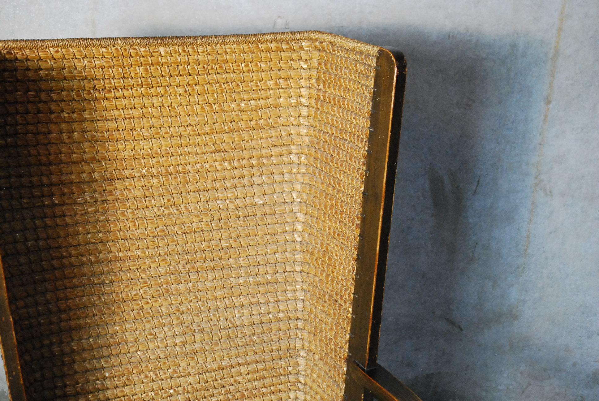 Small Scottish Orkney Chair with Handwoven Straw Back Wingback at 1stDibs