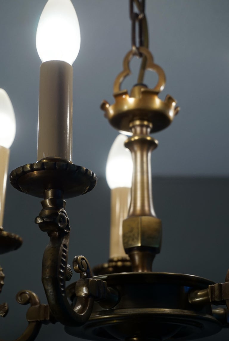 Small Semi 5-Light Pendant with Bronze Seahorse Sculptures and Gothic ...