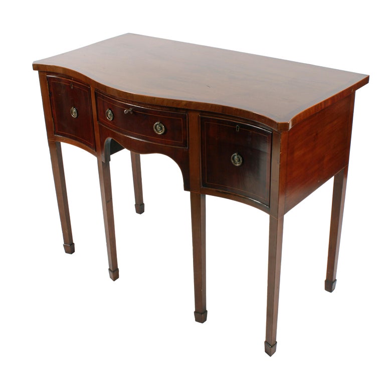 Small 19th Century Sheraton Georgian Style Inlaid Mahogany Sideboard ...