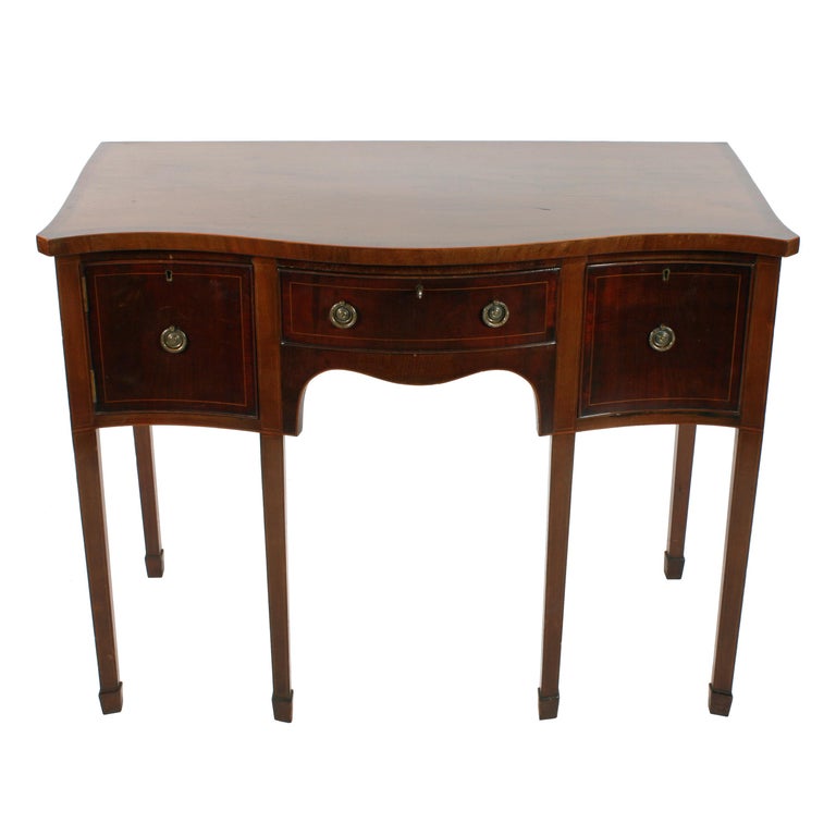 Small 19th Century Sheraton Georgian Style Inlaid Mahogany Sideboard ...