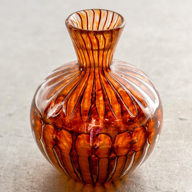 Small Signed Amber Color Verlys Vase at 1stDibs