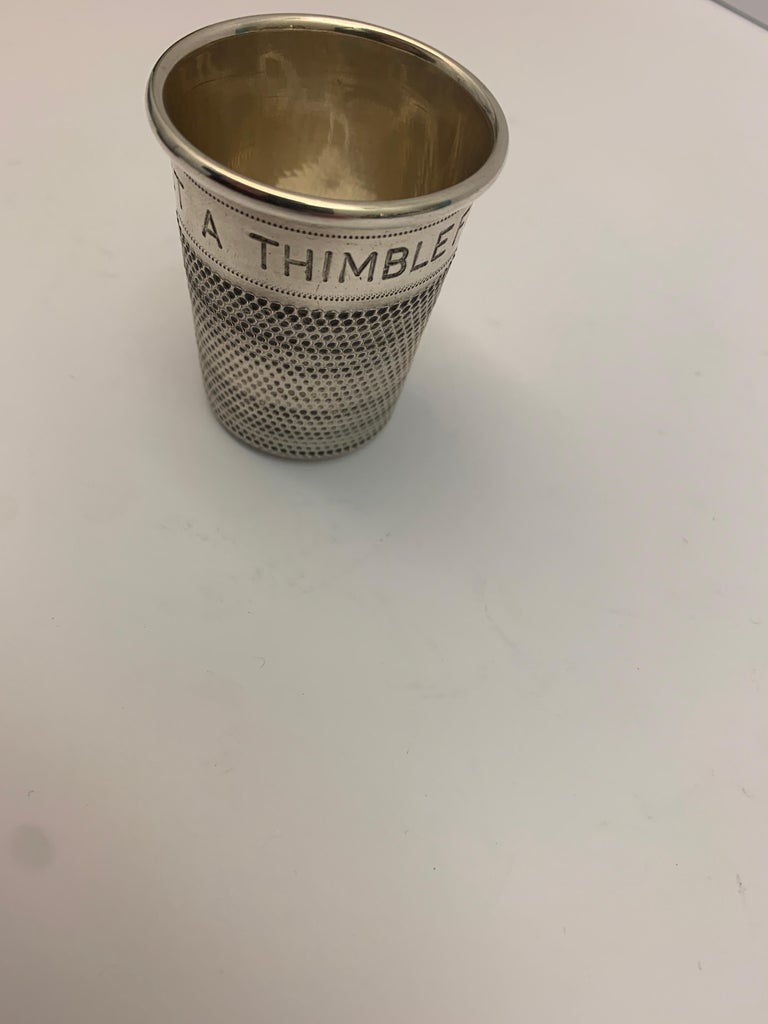 Small Silver Inscribed Thimble Cup For Sale at 1stDibs