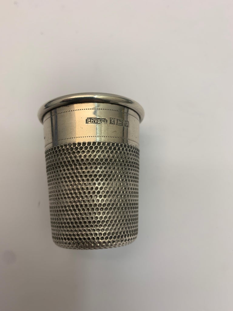 Small Silver Inscribed Thimble Cup For Sale at 1stDibs