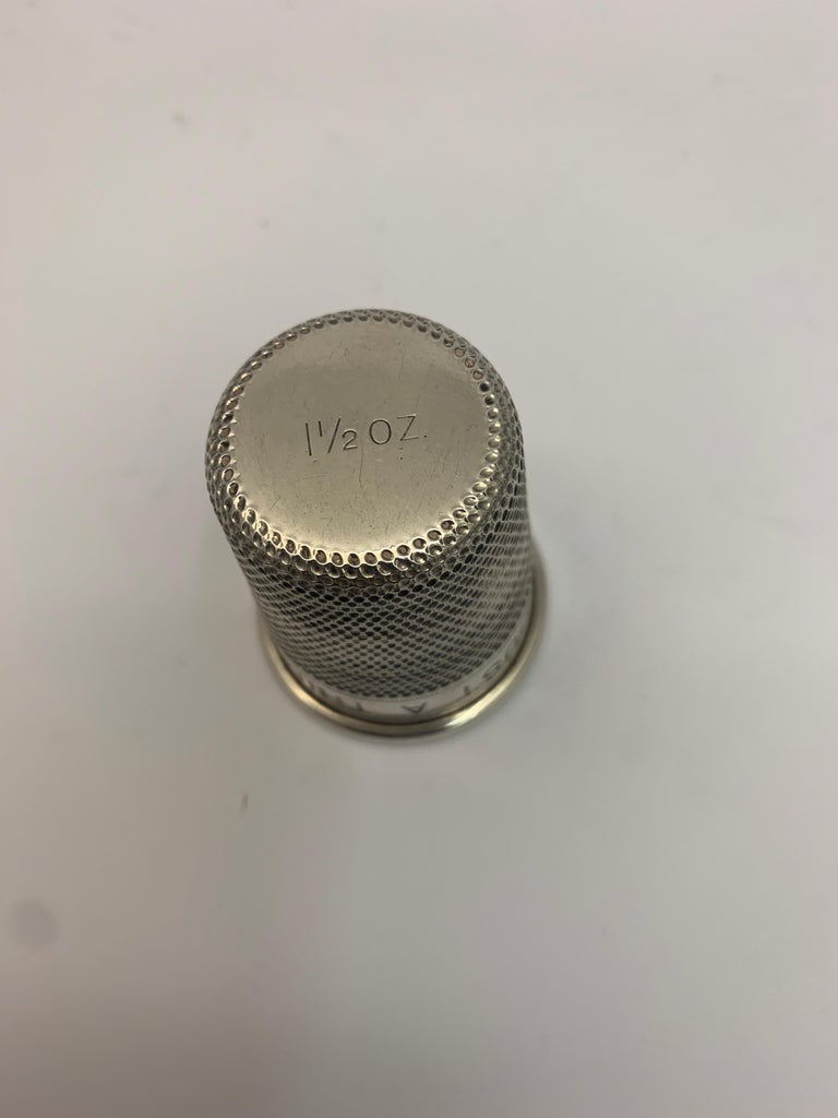 Small Silver Inscribed Thimble Cup For Sale at 1stDibs