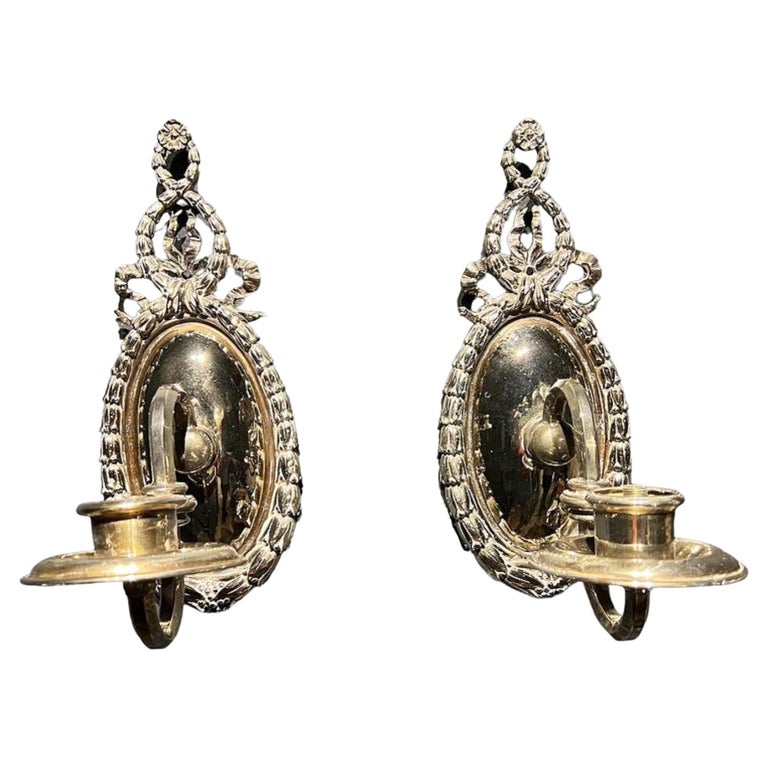 Small Silver Plated Sconces with One Light For Sale at 1stDibs