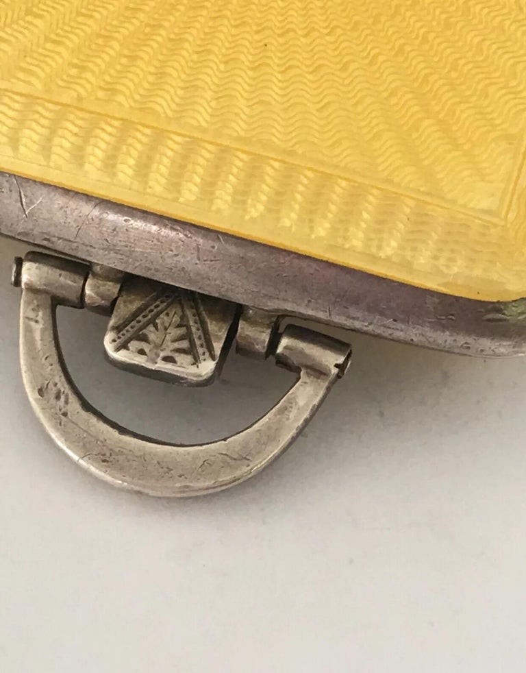 Small Silver yellow Enamel Travel Clock For Sale at 1stDibs | small ...