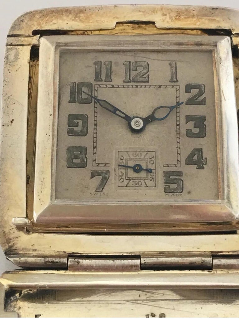 Small Silver yellow Enamel Travel Clock For Sale at 1stDibs | small ...