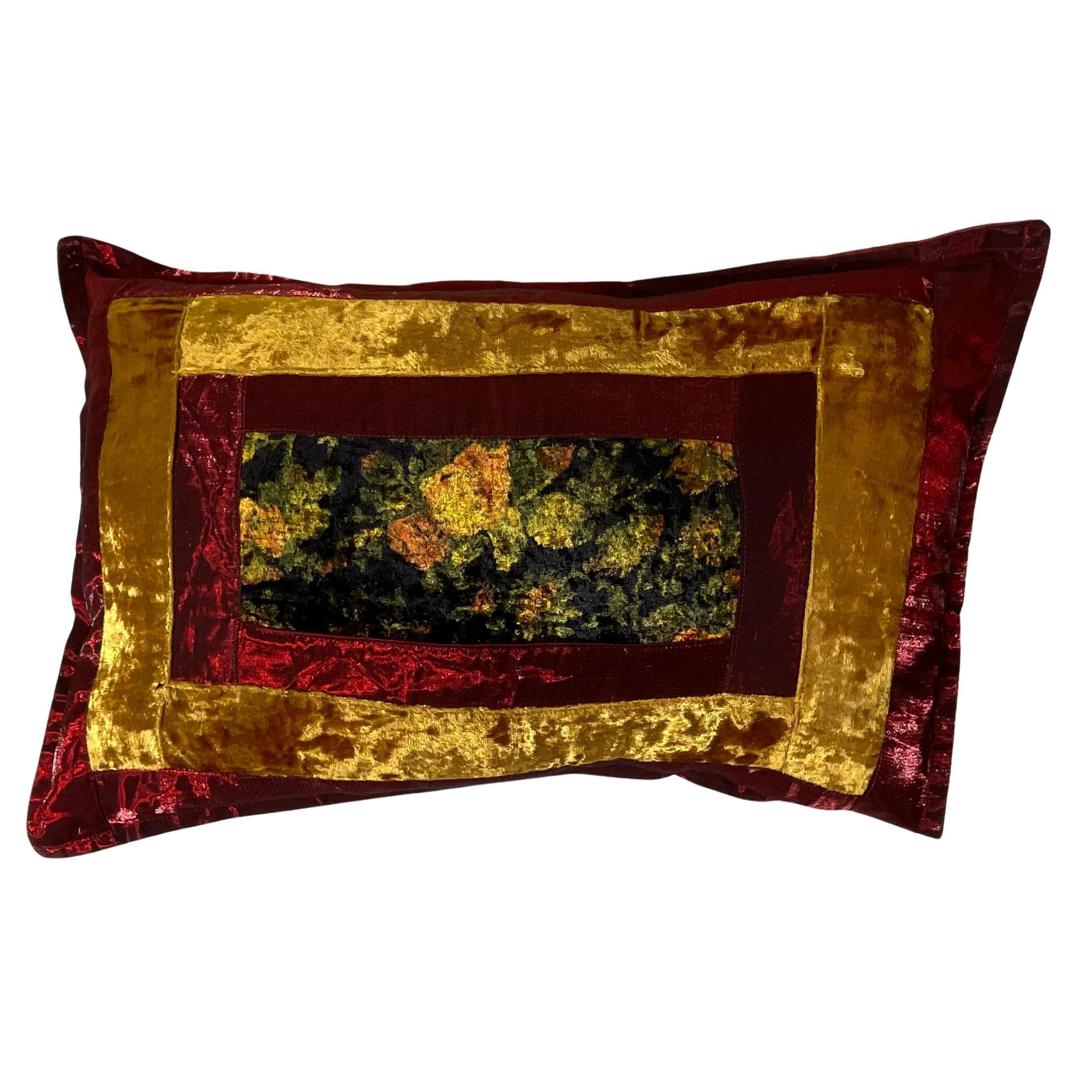 Single Hand Crafted Velvet And Silk Organza Pillow For Sale at 1stDibs