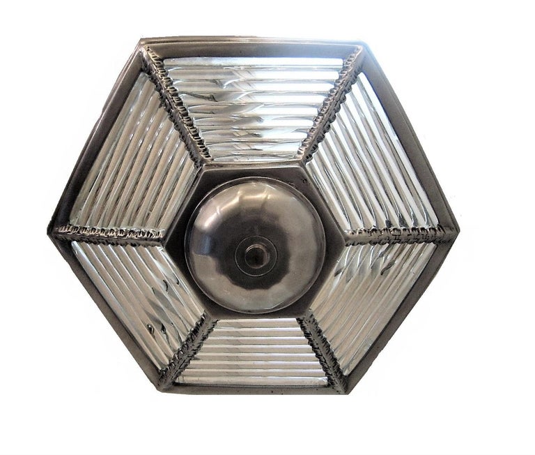 Small Six Sided Glass and Aluminum Art Deco Chandelier For Sale at ...