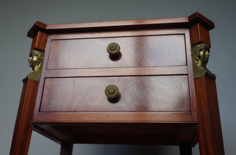 Small Size Empire Revival Mahogany End or Side Table w/ Drawers and ...