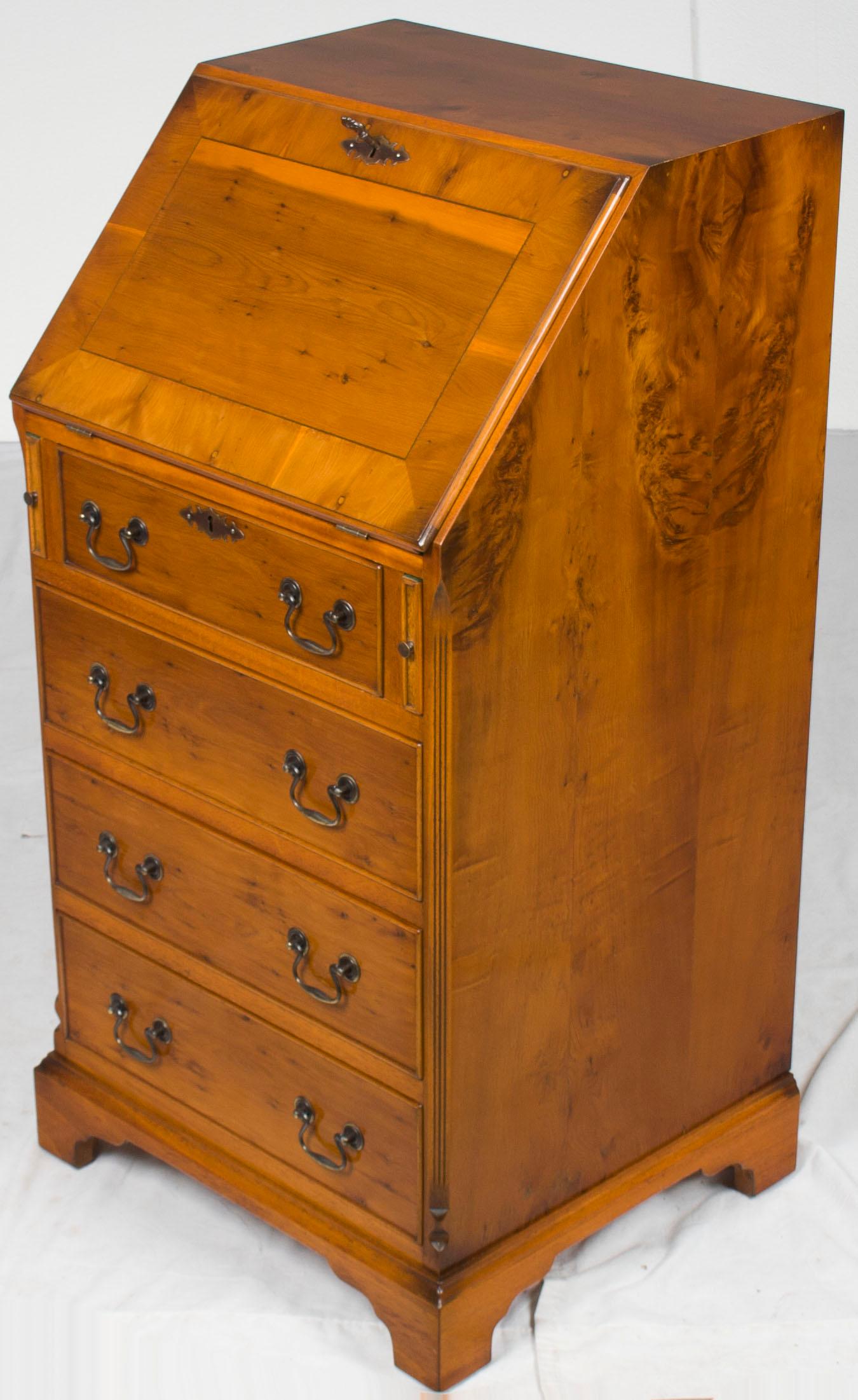Small Slant Front Yew Wood Bureau Butlers Desk Secretaire For Sale at ...