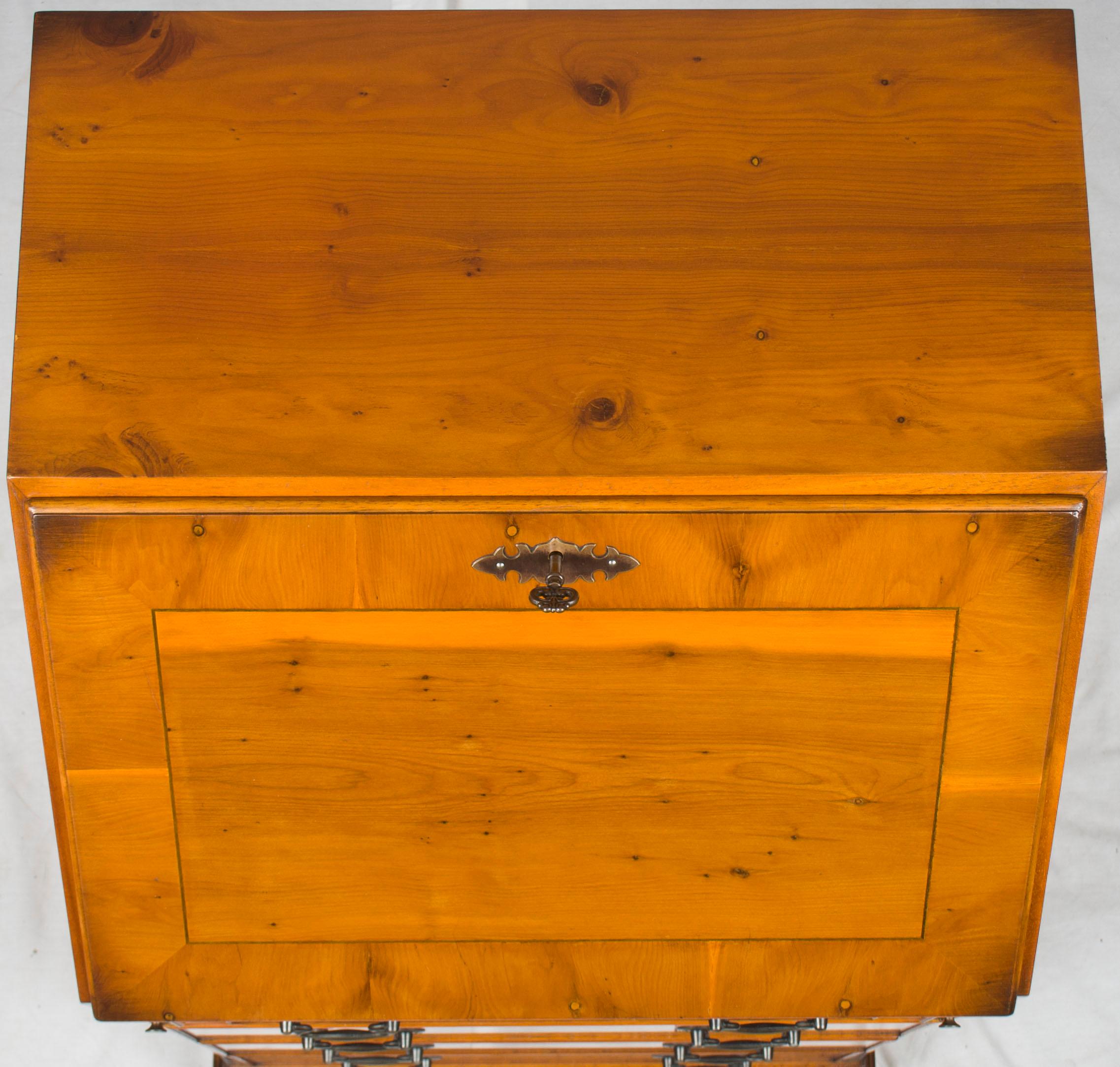 Small Slant Front Yew Wood Bureau Butlers Desk Secretaire For Sale at ...