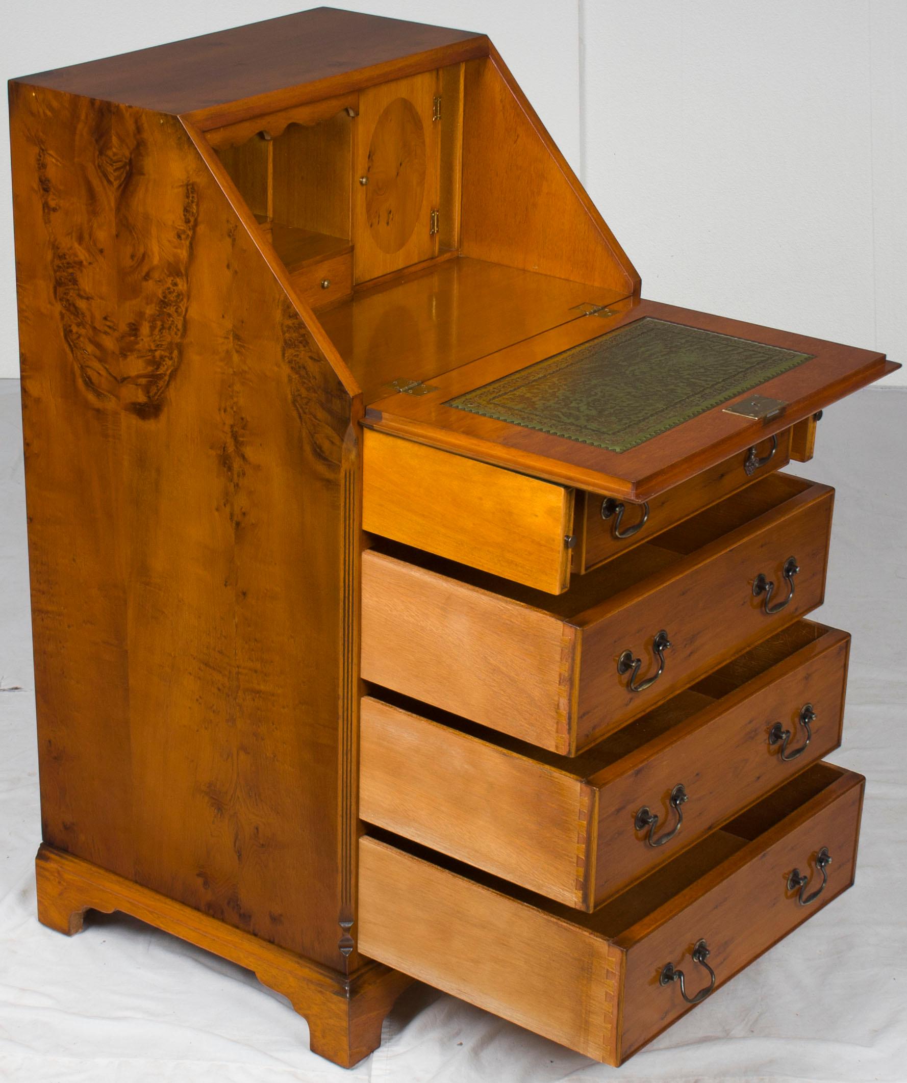 Small Slant Front Yew Wood Bureau Butlers Desk Secretaire For Sale at ...