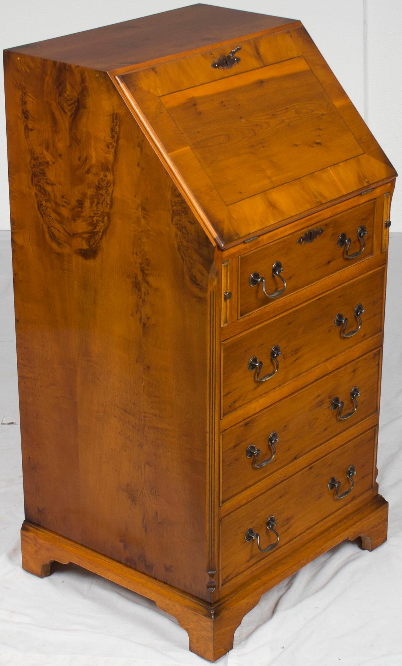 Small Slant Front Yew Wood Bureau Butlers Desk Secretaire For Sale at ...