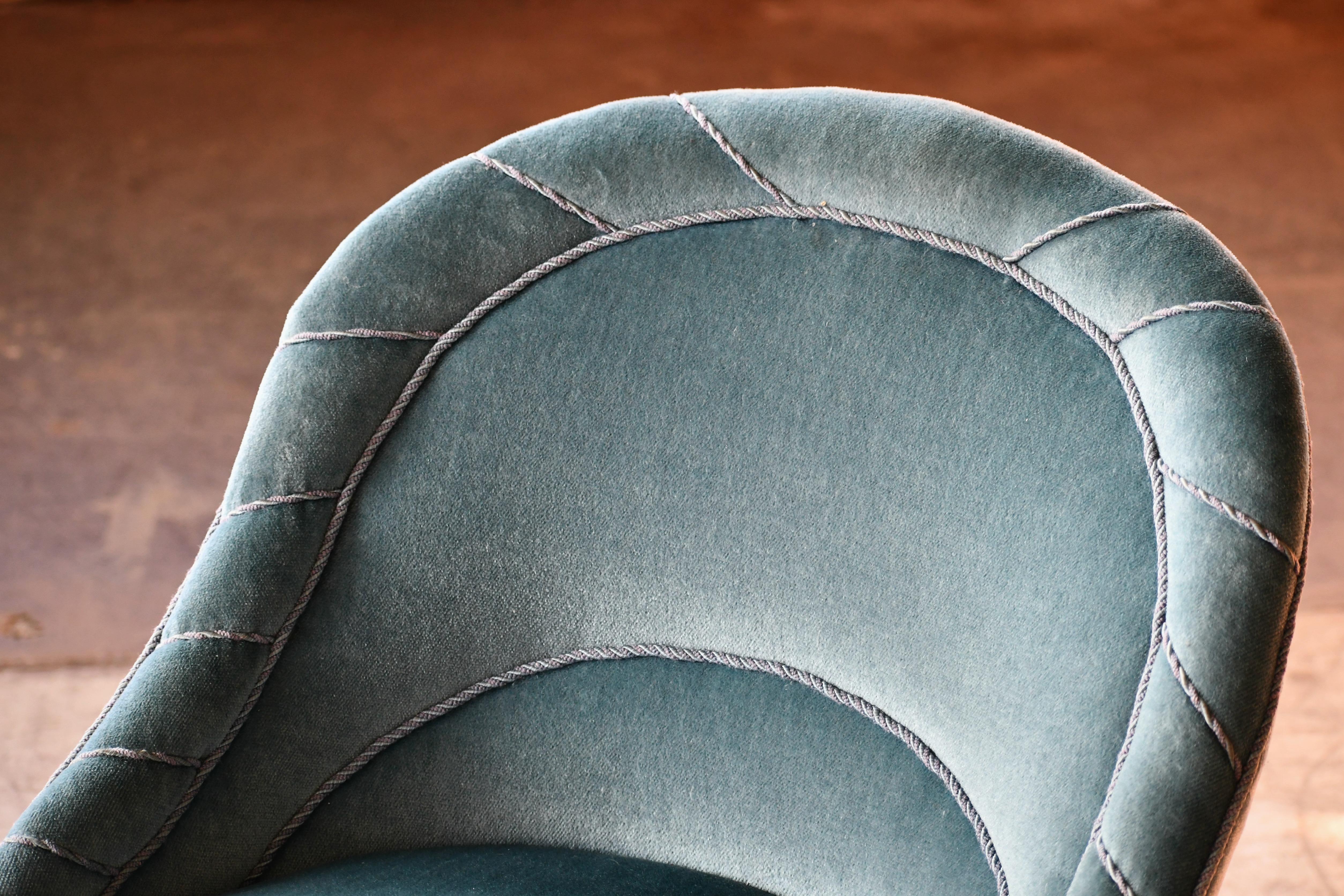 Small Slipper Chair in Turquoise Mohair Danish Midcentury at 1stDibs ...