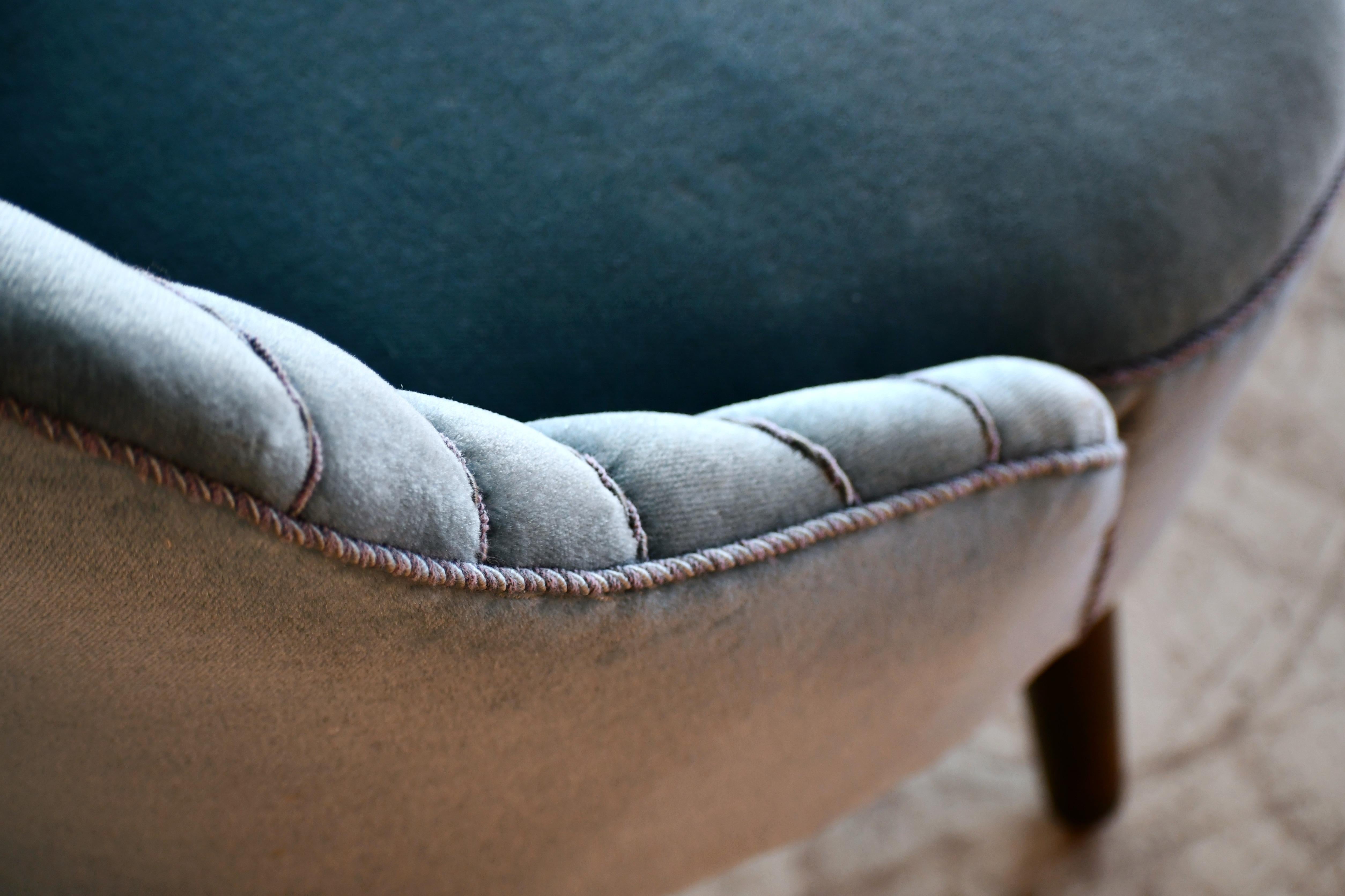 Small Slipper Chair in Turquoise Mohair Danish Midcentury at 1stDibs ...