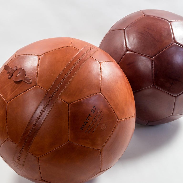 Small Soccer Ball Pouf Dark Brown For Sale at 1stDibs | brown soccer ...