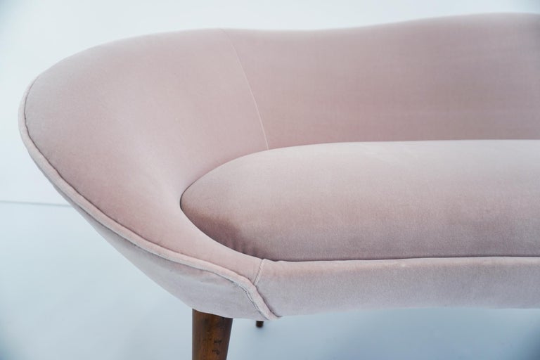 Small Sofa Bench in Powder Rose Velvet at 1stDibs