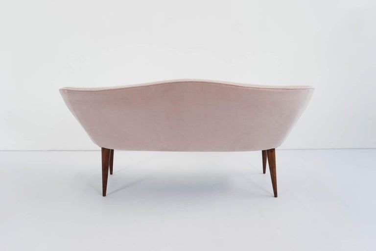 Small Sofa Bench in Powder Rose Velvet at 1stDibs