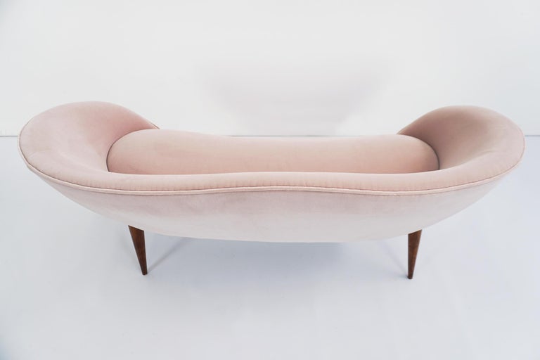 Small Sofa Bench in Powder Rose Velvet at 1stDibs
