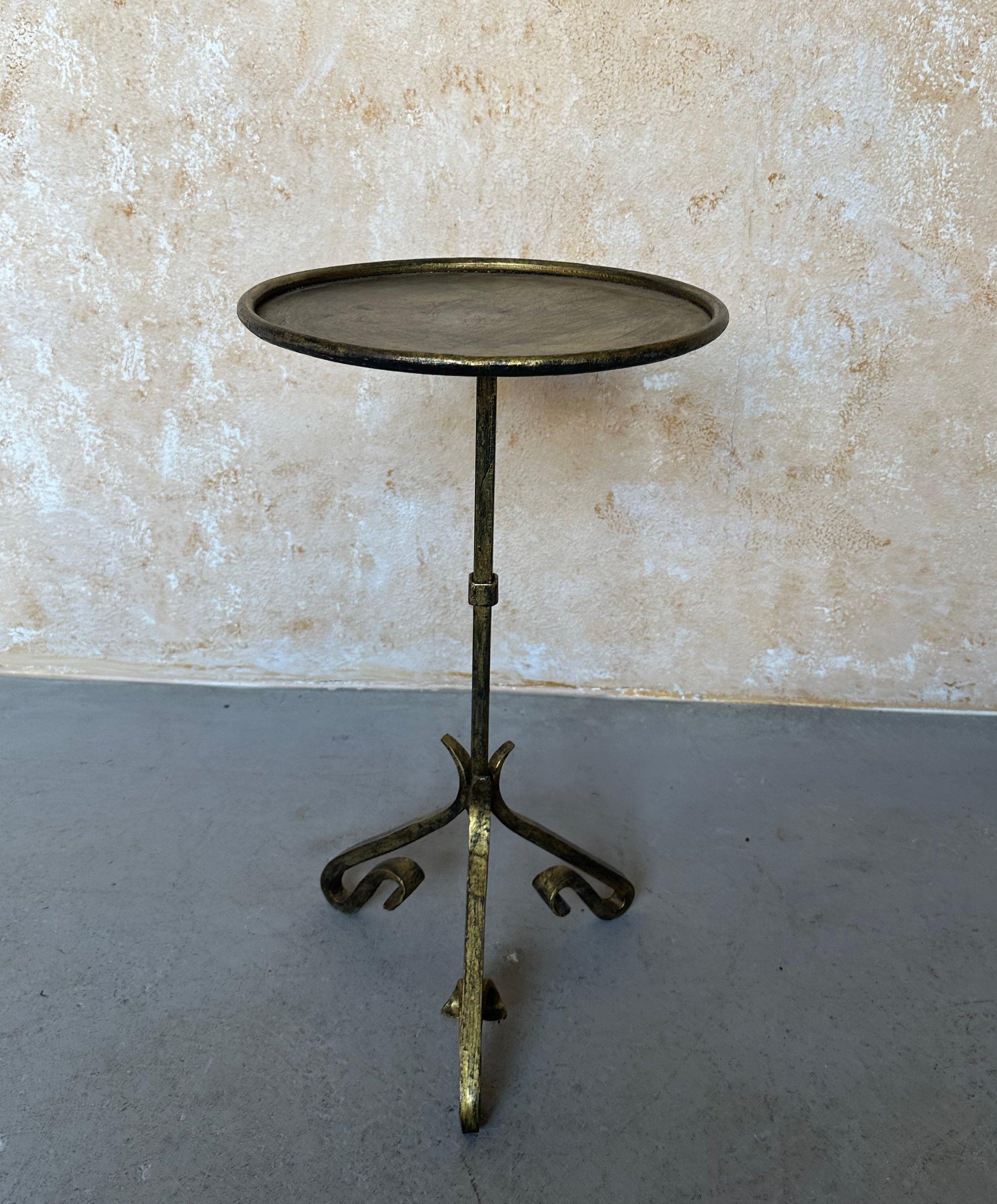Small Spanish Iron Drinks Table with Scrolled Legs For Sale at 1stDibs