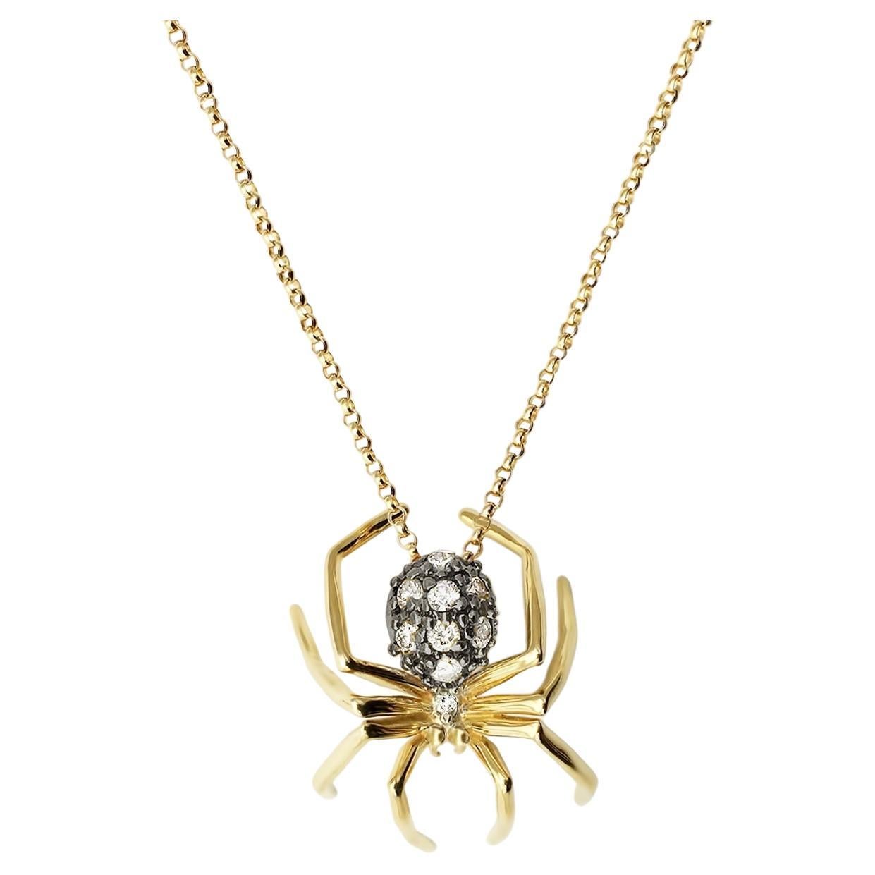 Medium Spider Pendant Yellow Gold Black Rhodium Diamonds For Sale at ...