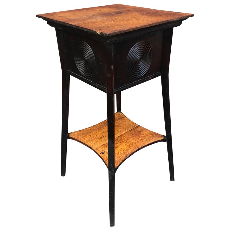 Small Square American Two-Tier Nightstand Or Plant Stand at 1stDibs