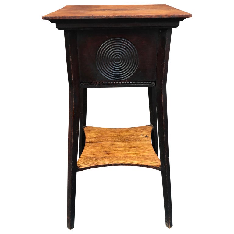 Small Square American Two-Tier Nightstand Or Plant Stand at 1stDibs