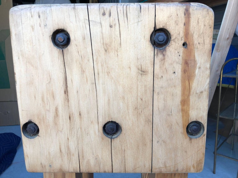Small American Square Butchers Block Table at 1stDibs