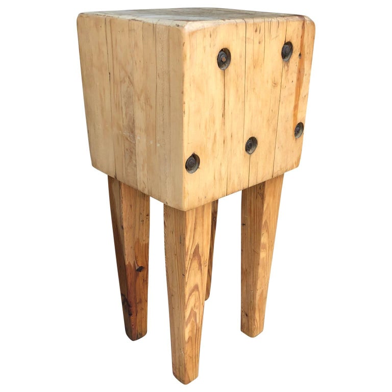 Small American Square Butchers Block Table at 1stDibs