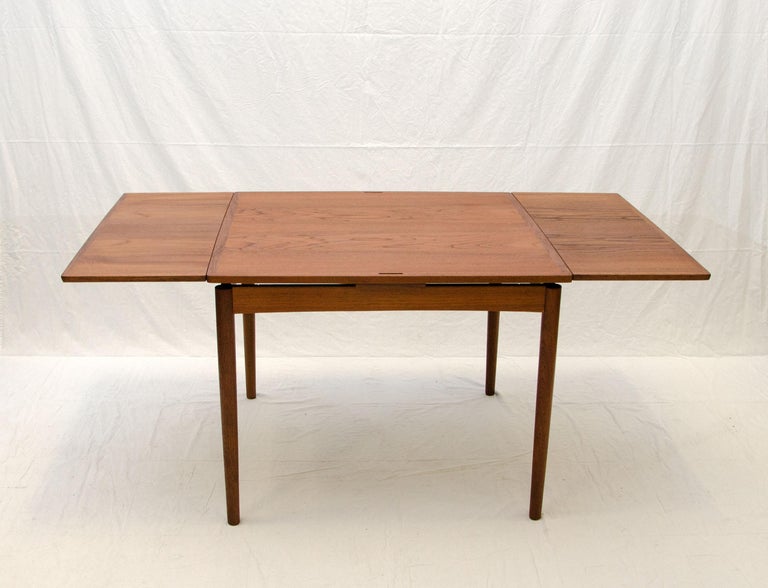 Small Square Danish Teak Flip-Top Game Table, Breakfast Table at ...