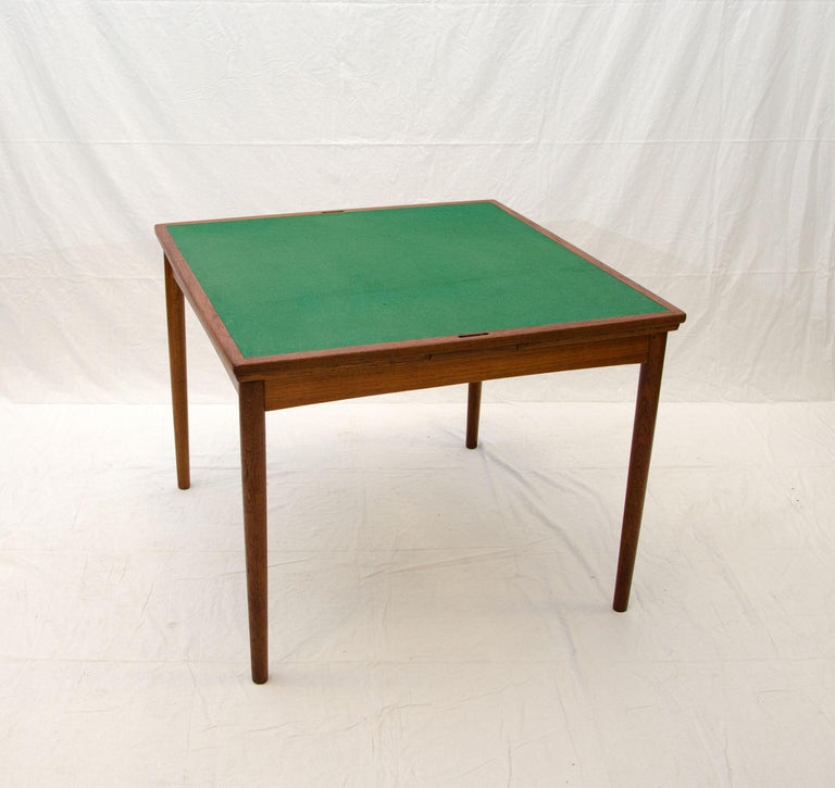 Small Square Danish Teak Flip-Top Game Table, Breakfast Table at ...