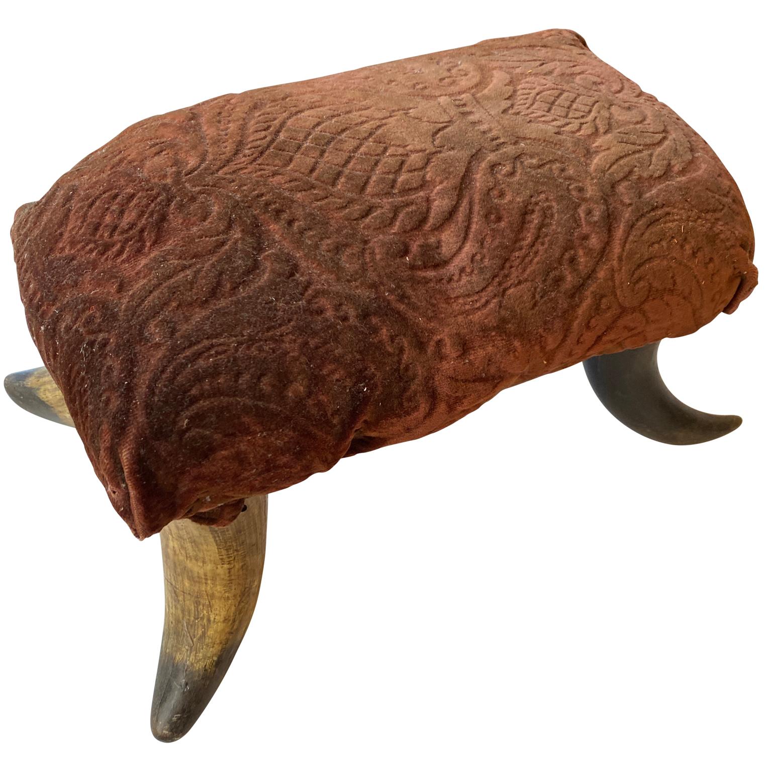 Small Square Mid-20th Century American 4-Legged Antler Foot Stool For ...