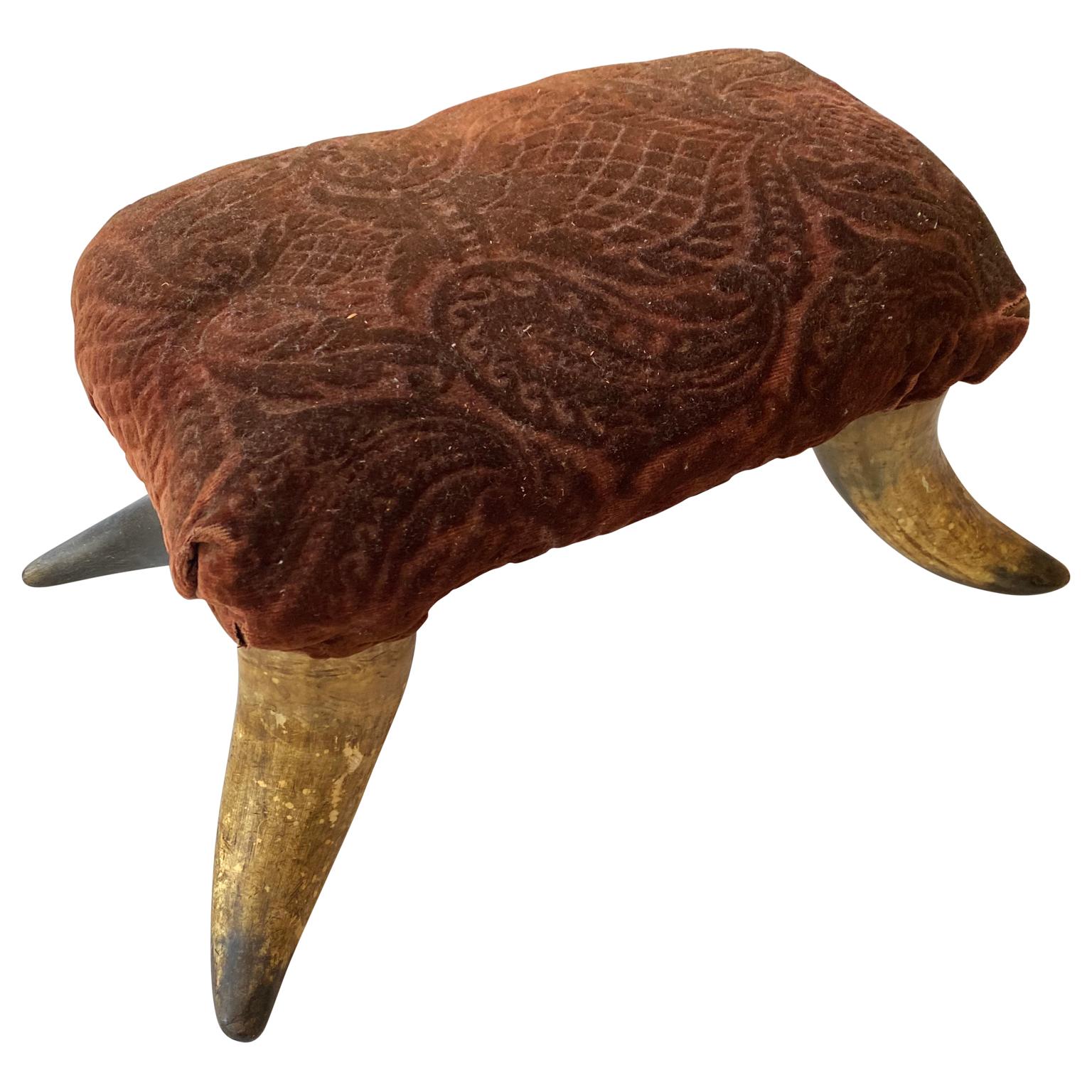 Small Square Mid-20th Century American 4-Legged Antler Foot Stool For ...