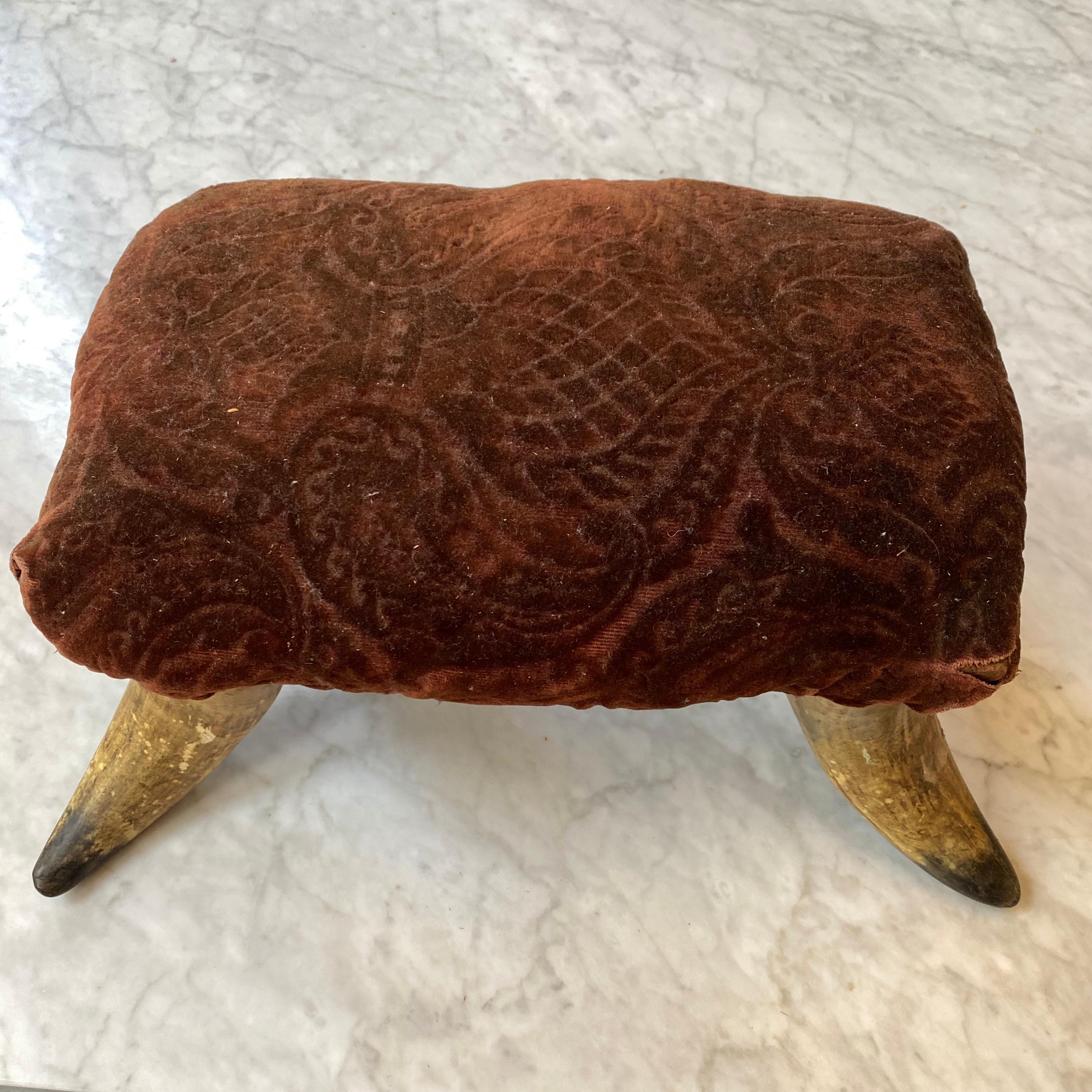 Small Square Mid-20th Century American 4-Legged Antler Foot Stool For ...