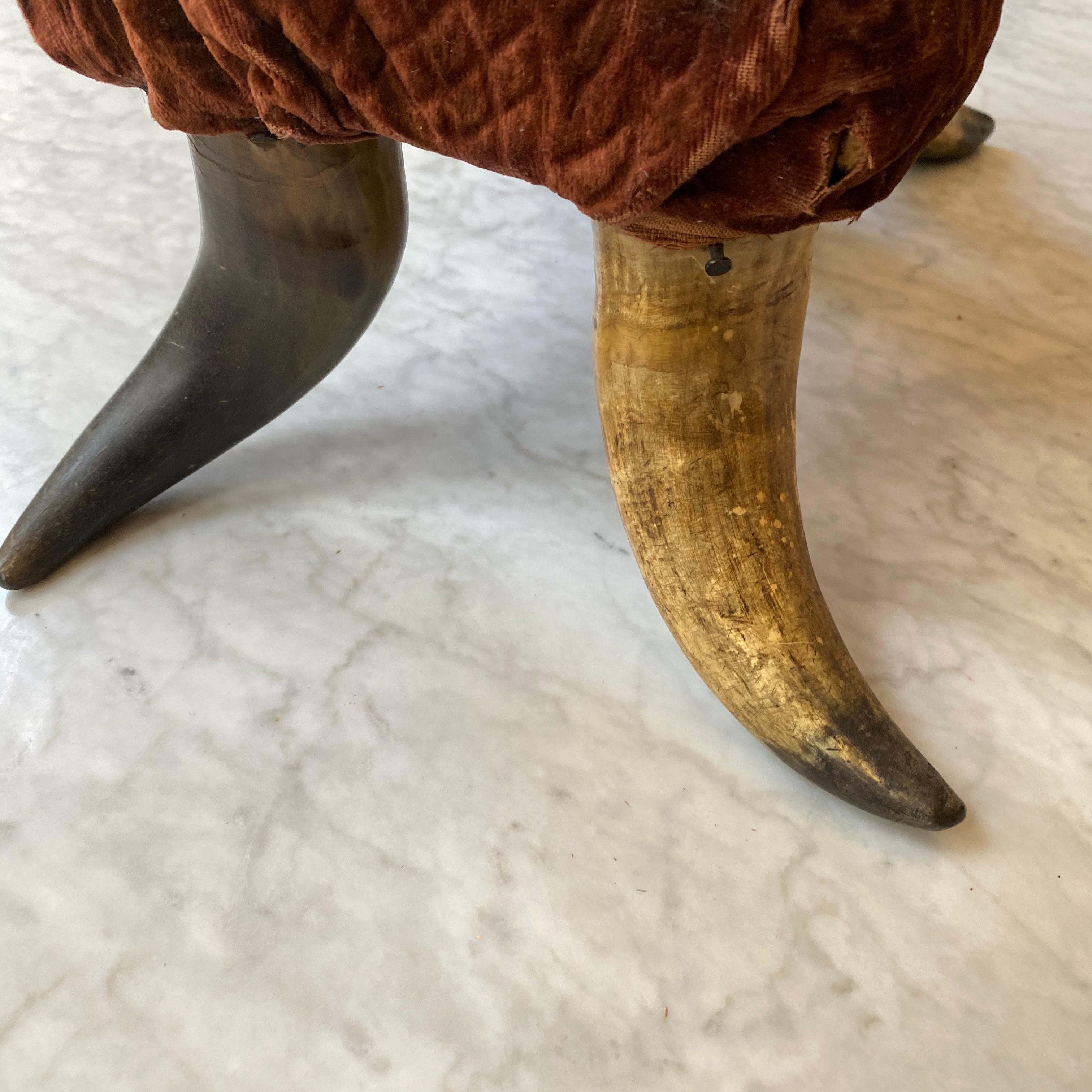 Small Square Mid-20th Century American 4-Legged Antler Foot Stool For ...