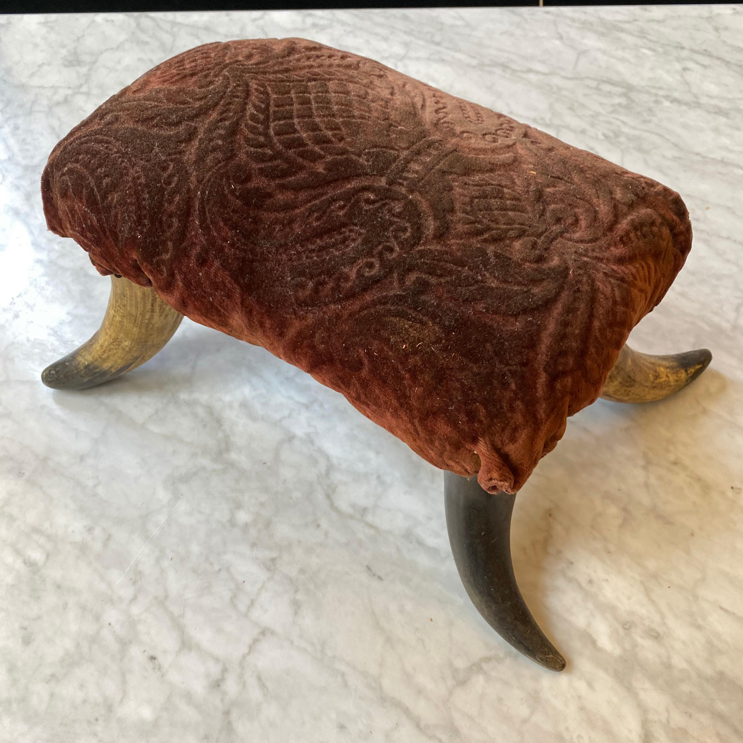 Small Square Mid-20th Century American 4-Legged Antler Foot Stool For ...