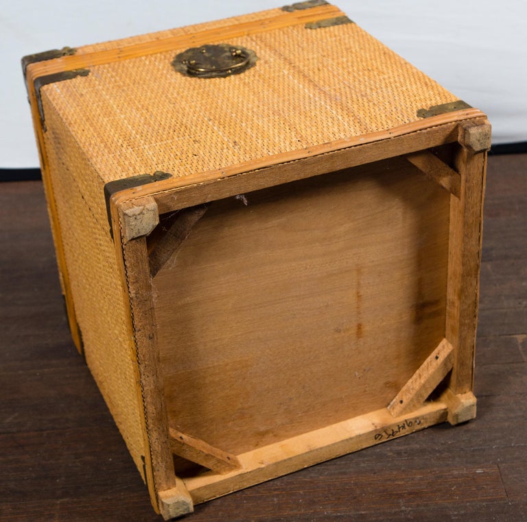 Small Square Rattan Trunk at 1stDibs