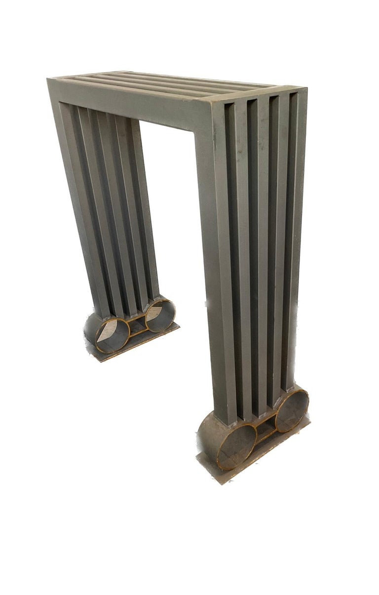 Small Steel Console With Classical Capitol Base For Sale at 1stDibs