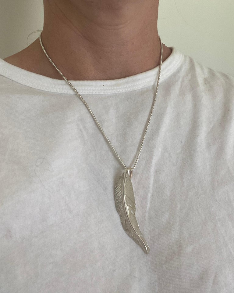 Small, Sterling Silver Detailed Bird Feather Pendant by Ashley Childs ...