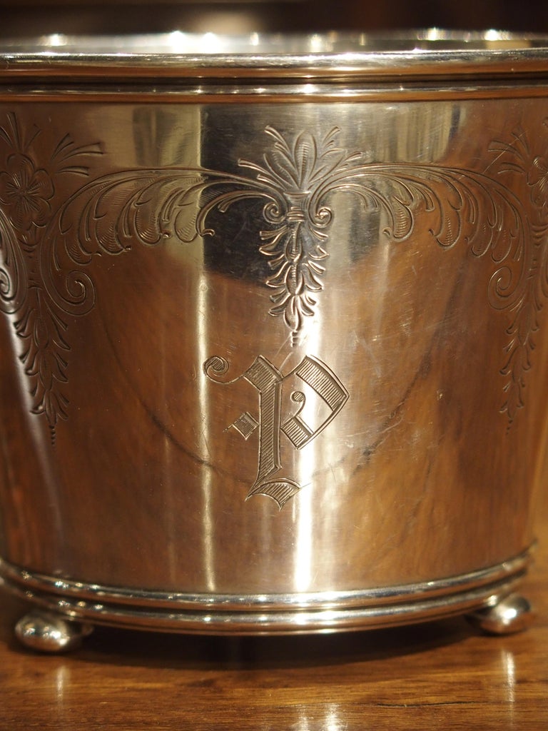 Small Sterling Silver Ice Bucket with Monogram "P" at 1stDibs