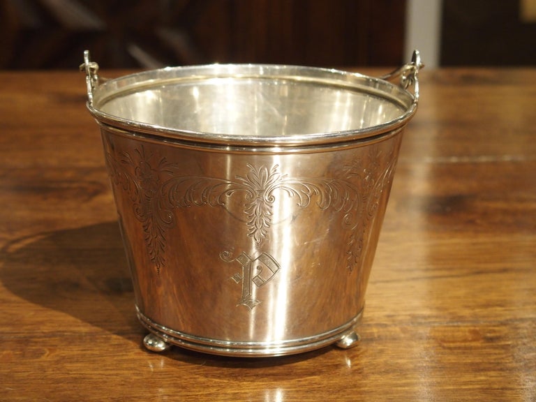 Small Sterling Silver Ice Bucket with Monogram "P" at 1stDibs