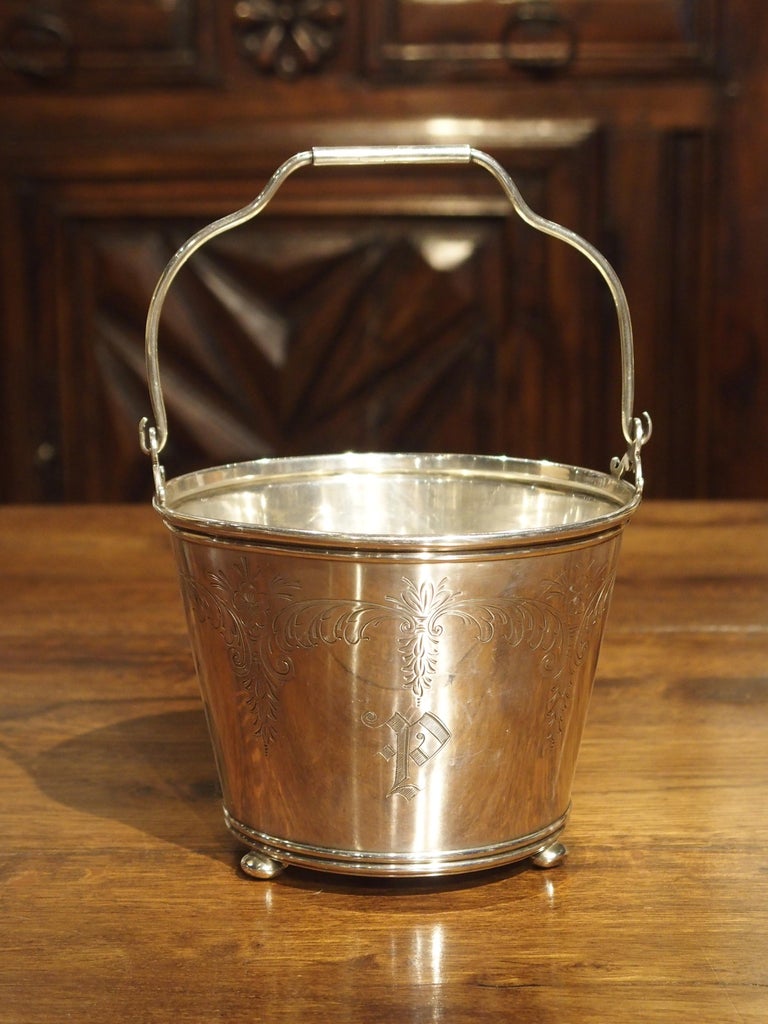 Small Sterling Silver Ice Bucket with Monogram "P" at 1stDibs
