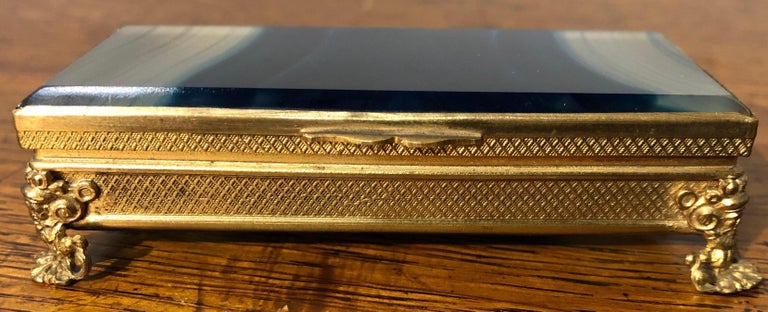 Bronze mounted striped blue agate trinket box For Sale at 1stDibs