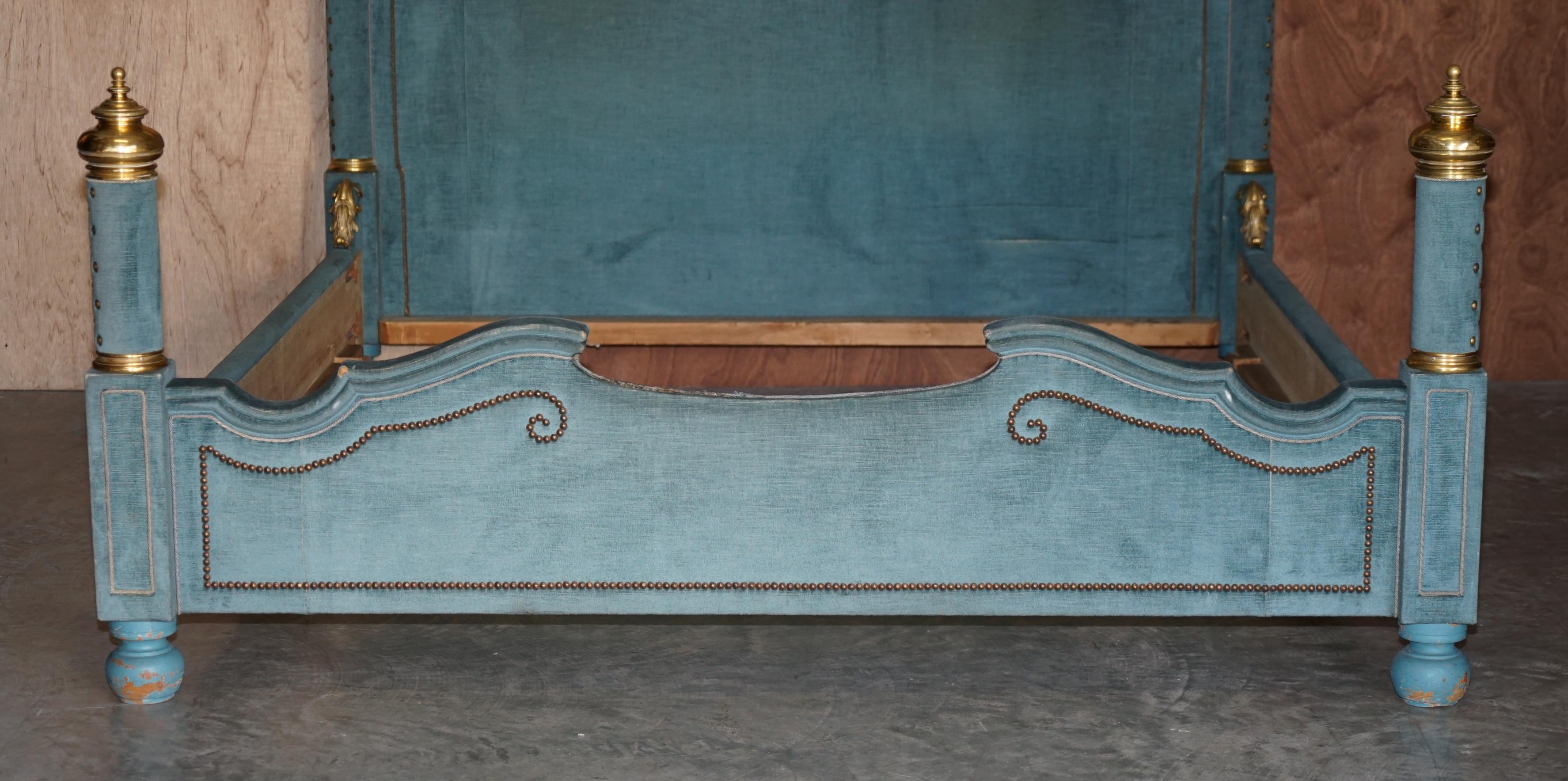 Small Super King Size Antique Italian Gold Gilt Brass Fabric Covered ...