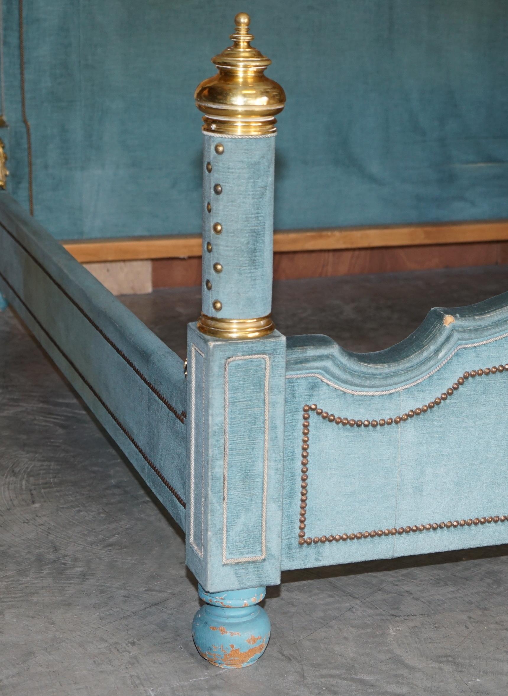 Small Super King Size Antique Italian Gold Gilt Brass Fabric Covered ...