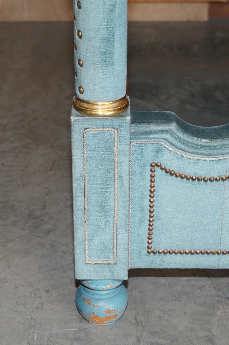 Small Super King Size Antique Italian Gold Gilt Brass Fabric Covered ...